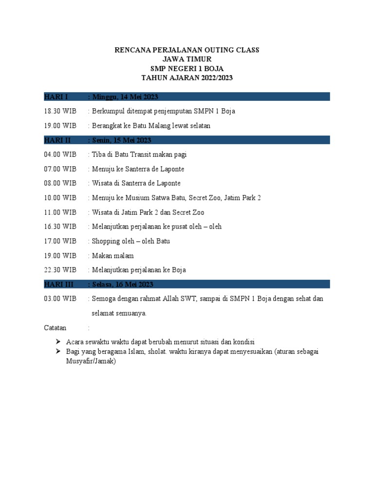 Rundown Outing Class | PDF