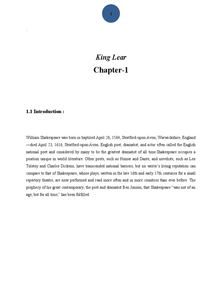 King Lear Term Paper | PDF | Mystery, Thriller & Crime Fiction | Classics