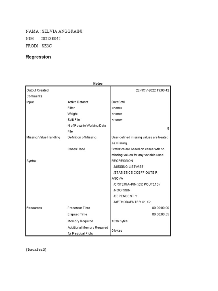 REGRESI_2021SE042BARU | PDF | Errors And Residuals | Dependent And Independent Variables