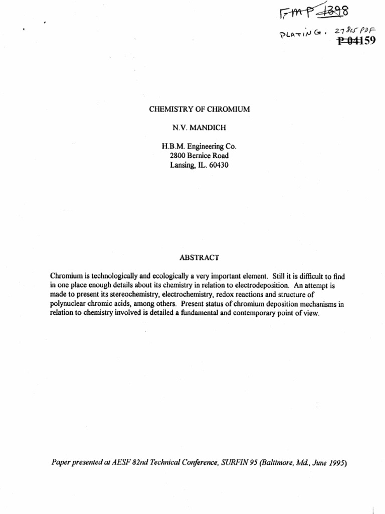 Chemistry of Chromium | PDF | Hydroxide | Chromium