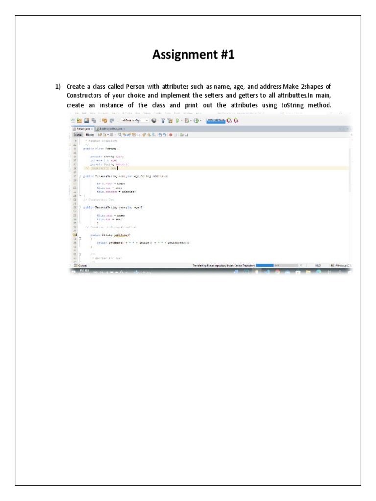 Assignment 1 | PDF | Class (Computer Programming) | Method (Computer Programming)