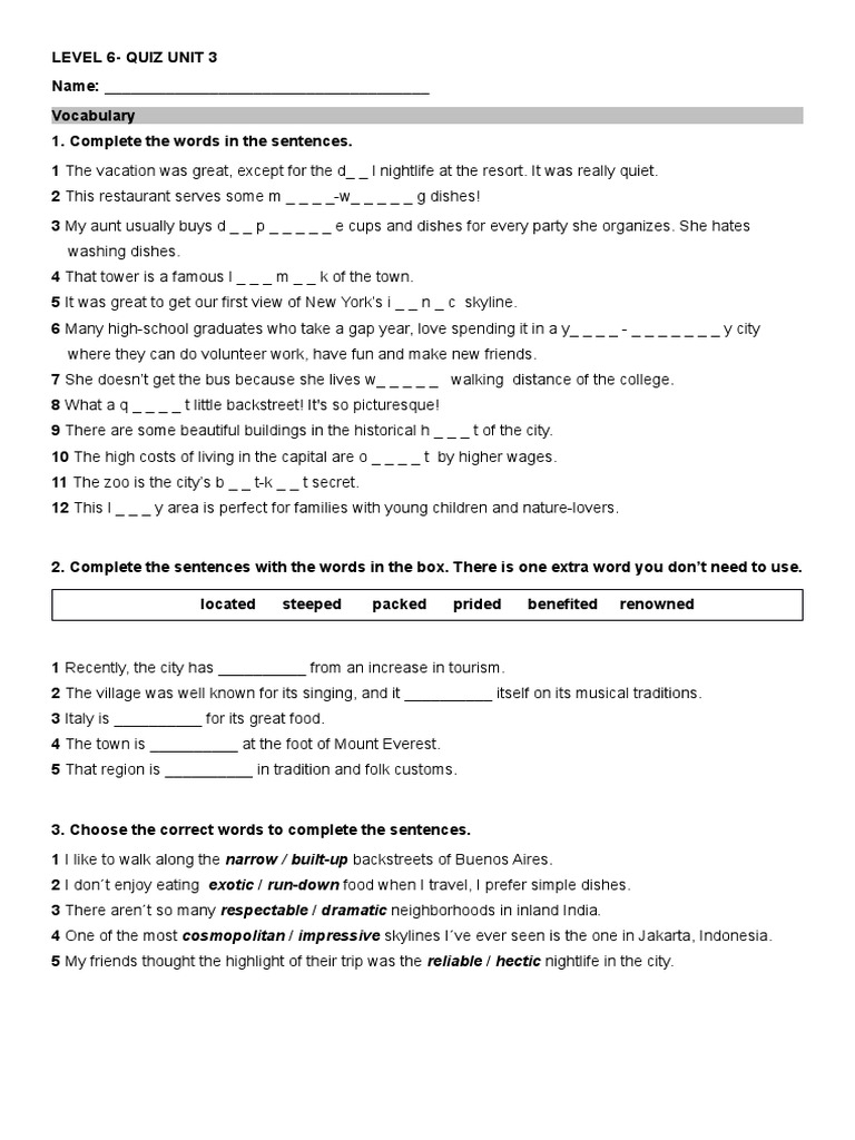 Level 6 Quiz Unit 3 Gv 2021 Pdf Cost Of Living