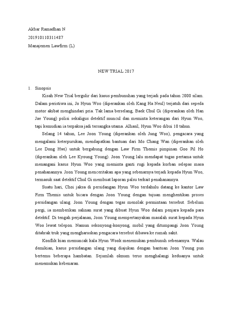 Sinopsis New Trial | PDF