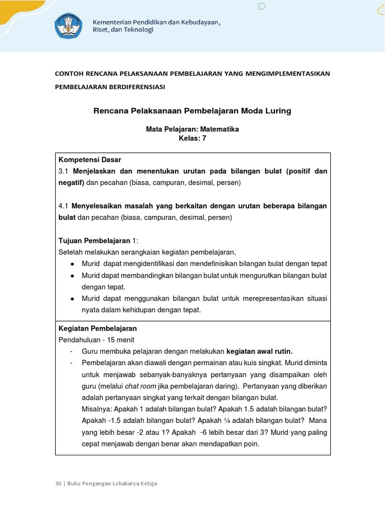 Contoh RPP Berdiferensiasi | PDF