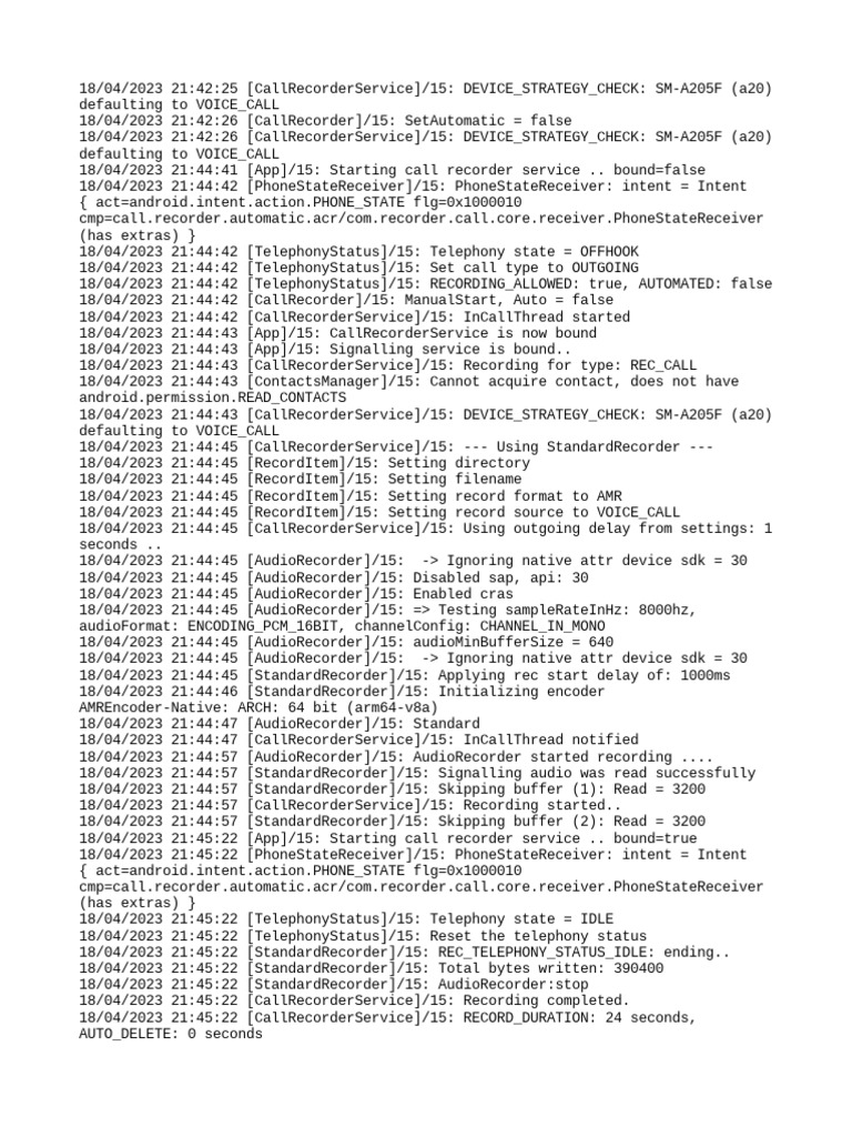 CallRecord Log | PDF | Software | Telecommunications