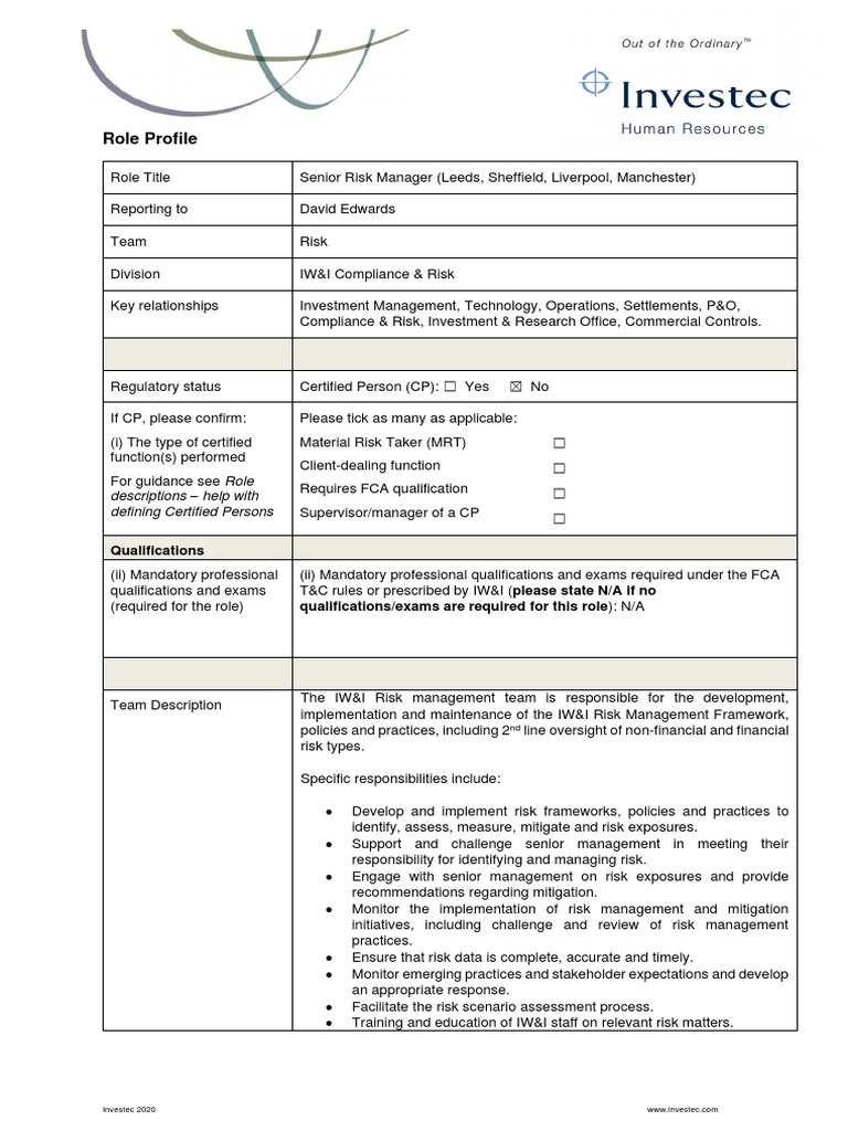 Role Profile: Descriptions - Help With Defining Certified Persons | PDF ...