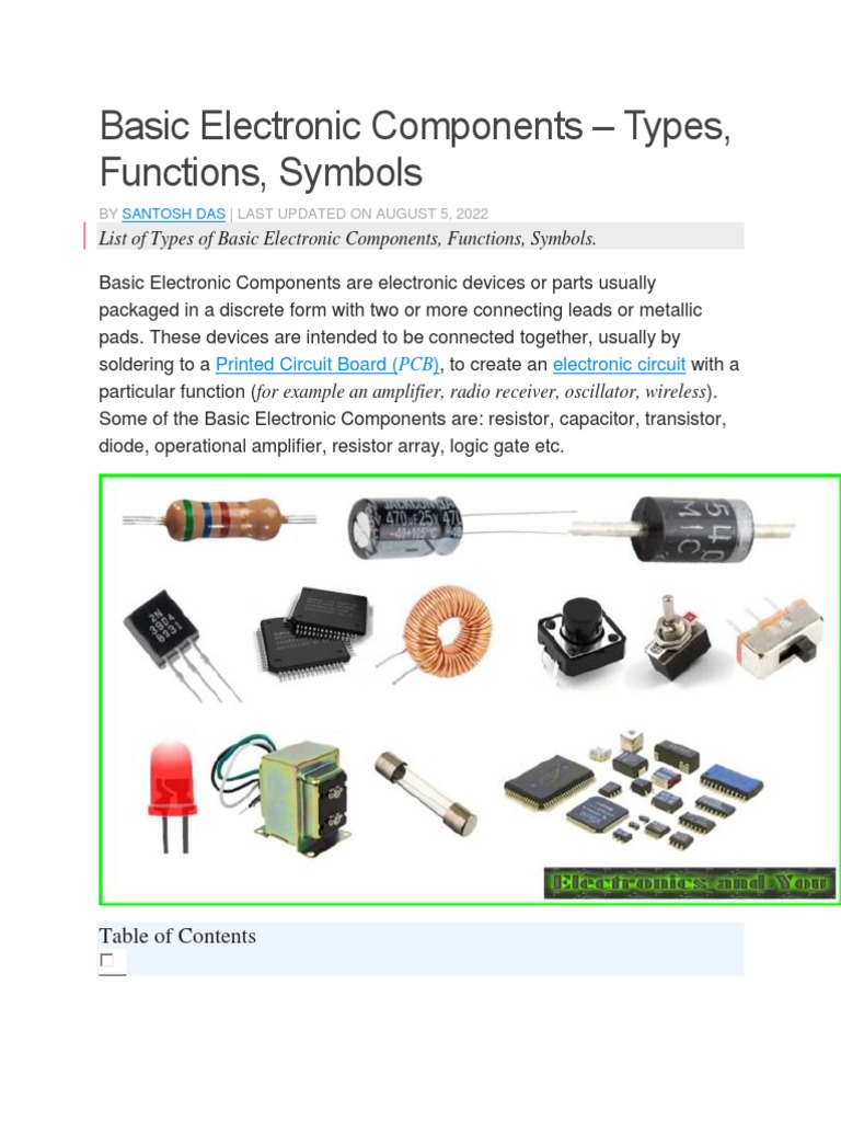Basic Electronic Components | PDF | Electronic Component | Electronics