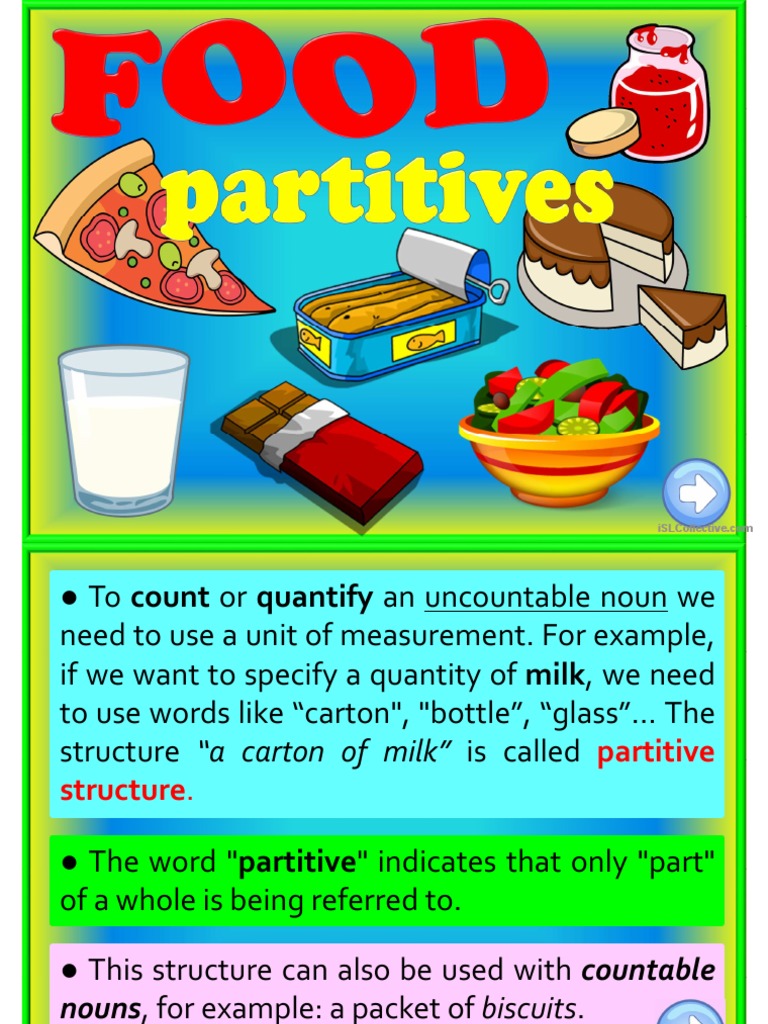 Food Partitives Game - A Box Of, A Bunch of ... | PDF