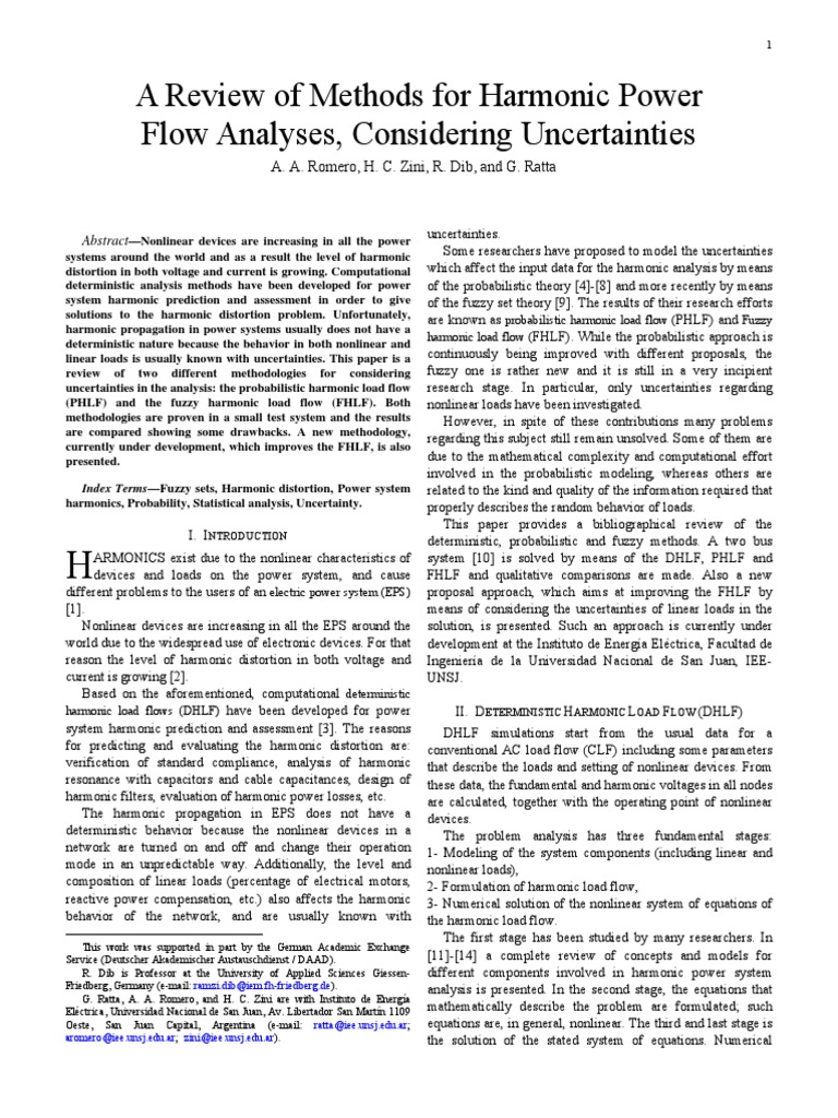 Harmonic Power Flow Analysis Methods | PDF | Nonlinear System | Monte Carlo Method