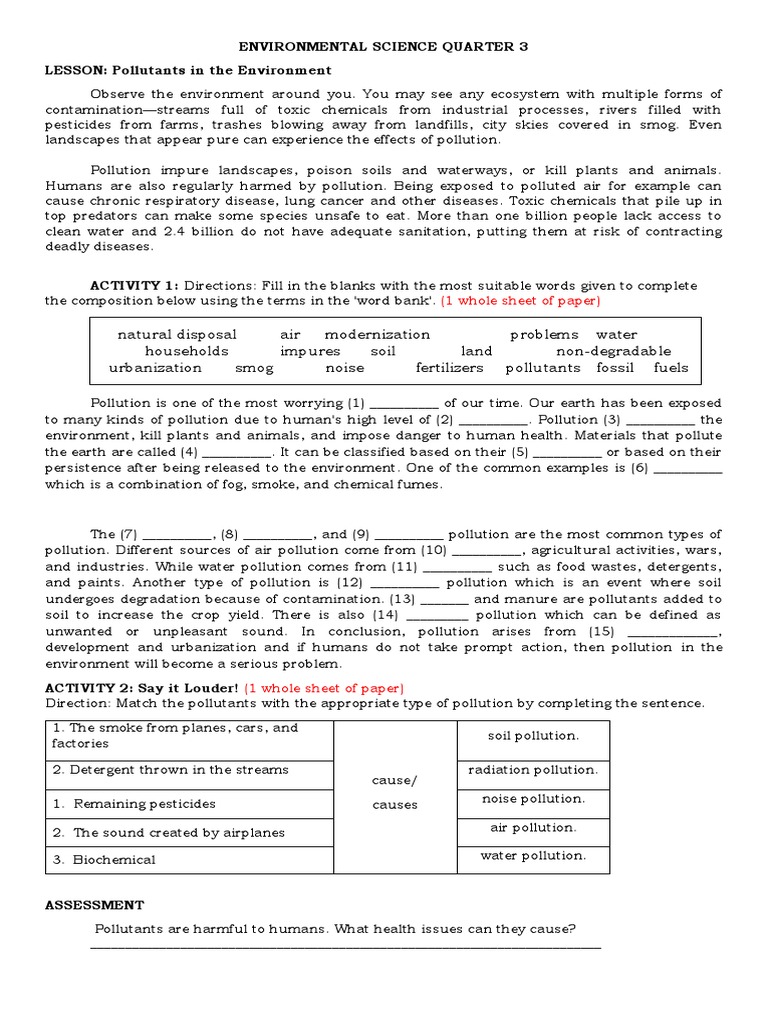 Environmental Science Quarter 3 Module | Download Free PDF | Pollution ...