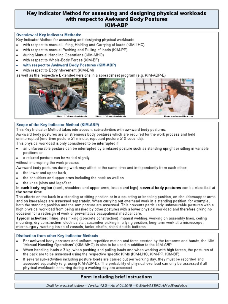 KIM ABP Awkward Body Postures | PDF | Risk | Occupational Safety And Health