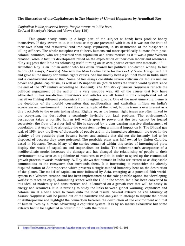 Capitalocene in A Roy S Ministry of Utmost Happiness | PDF | Anthropocene | Economic Growth