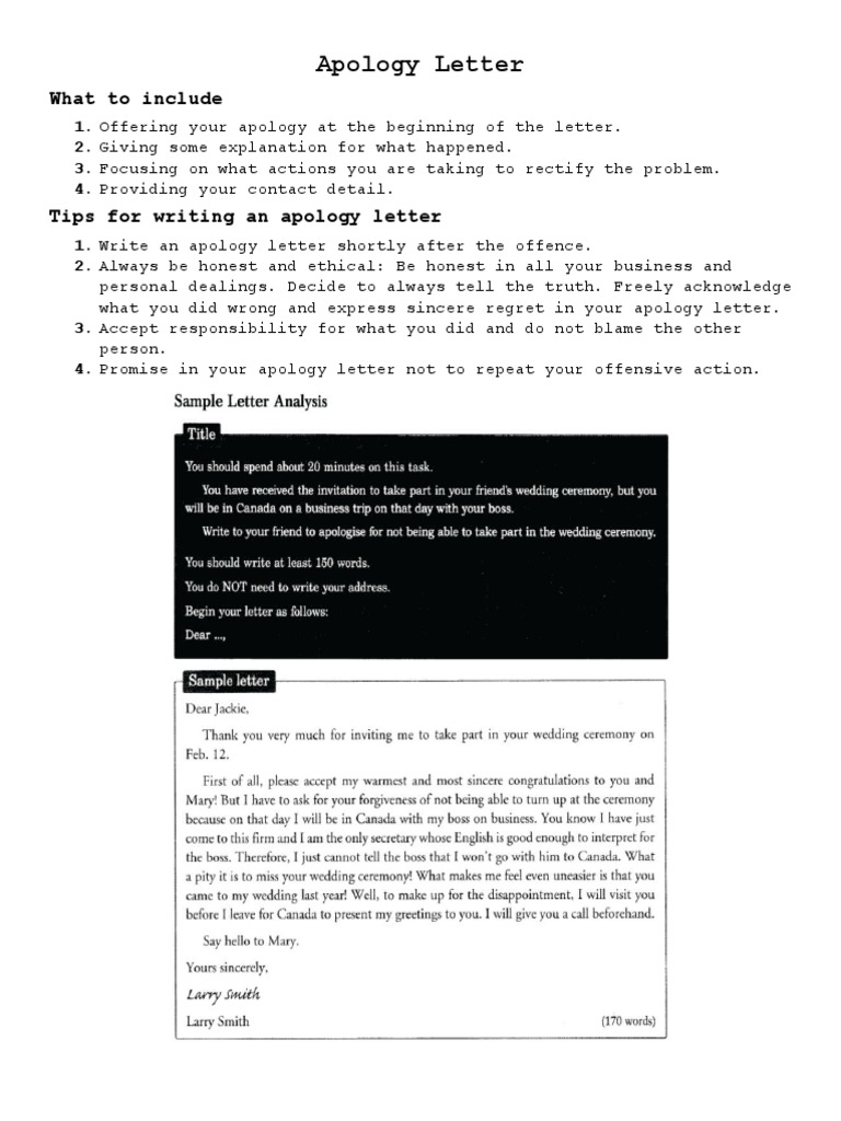 Apology Letter | PDF | Forgiveness | Clause