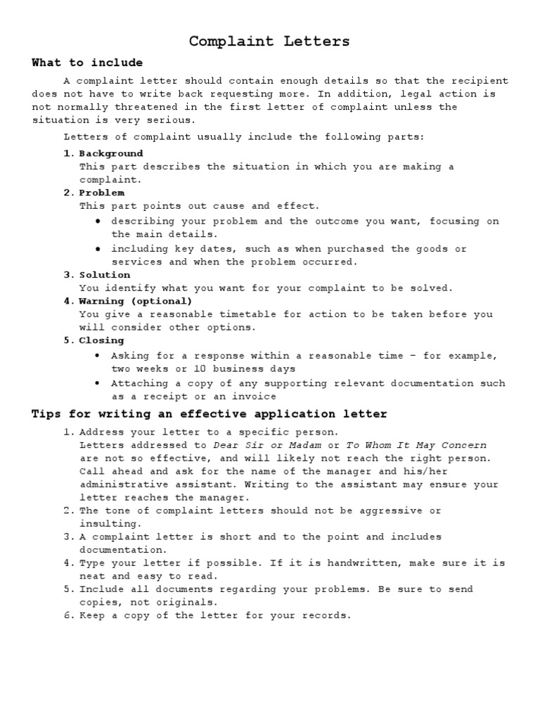 Complaint Letters | Download Free PDF | Verb | Noun