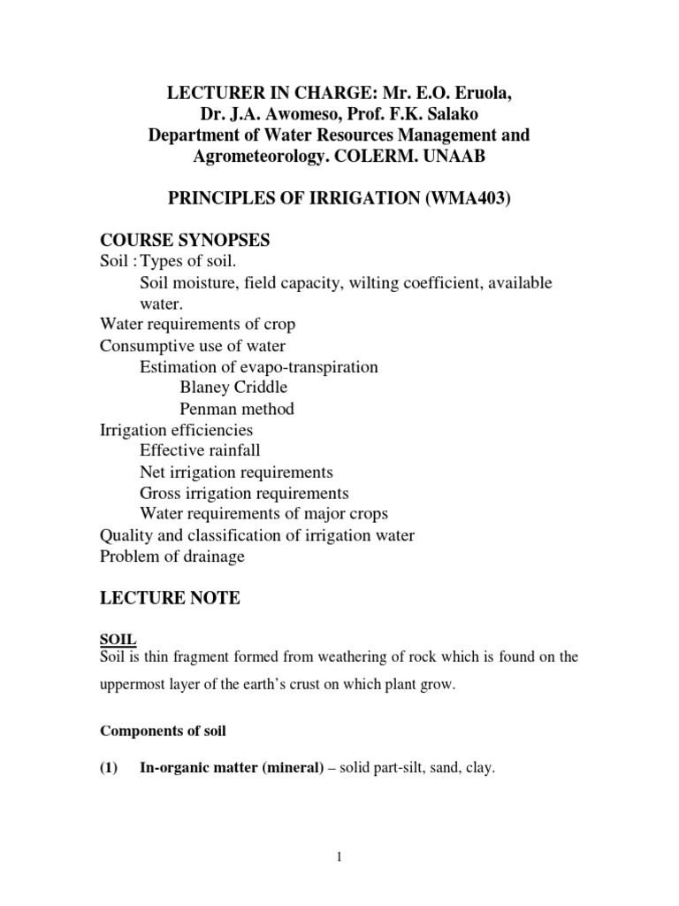 Principles of Irrigation | PDF