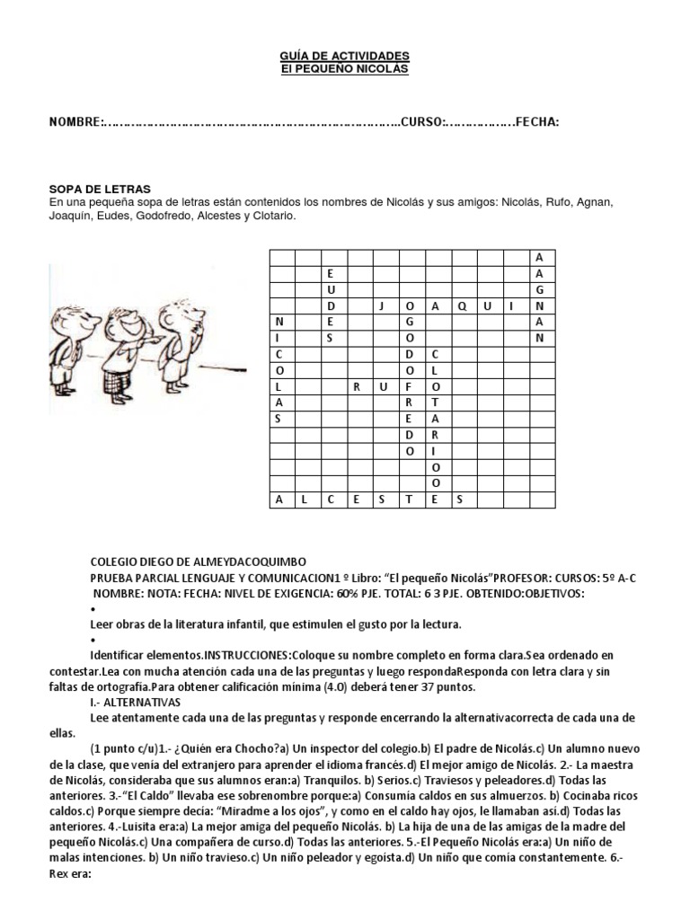 Prueba de lectura: El pequeño Nicolás | PDF