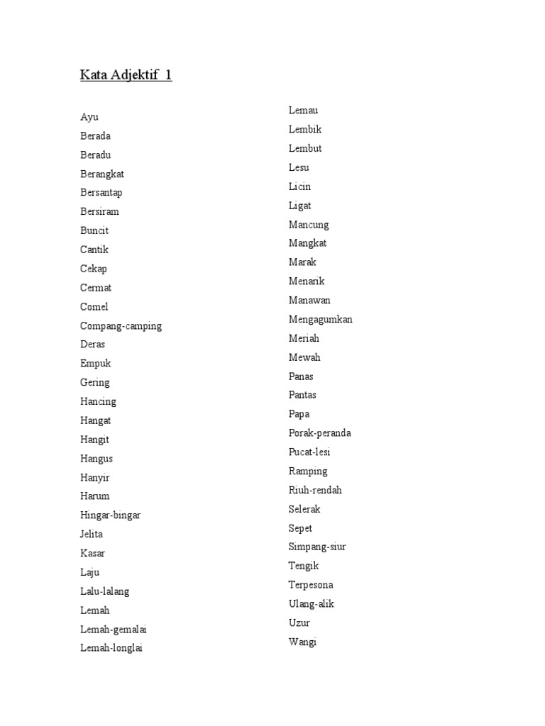 Kata Adjektif 1 | PDF