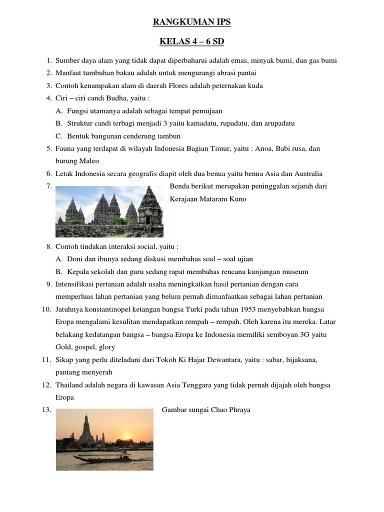 Rangkuman Ips Kelas 4 - 6 SD | PDF