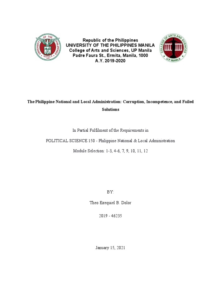PROBLEMS OF THE PHILIPPINE PUBLIC ADMINISTRATION (By Theo Dolor, UP ...