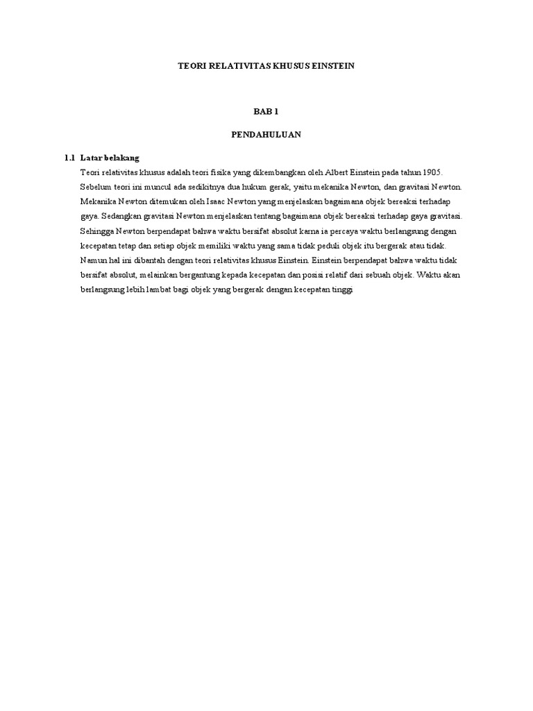 Teori Relativitas Khusus Einstein | PDF