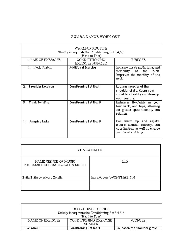 Zumba Dance Work Out - List of Exercises | PDF | Dances | Choreography