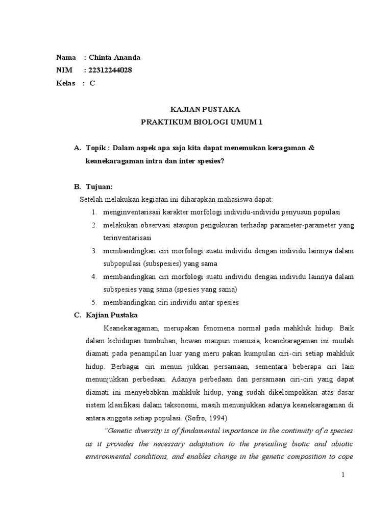 Keanekaragaman Intra Dan Inter Spesies | PDF