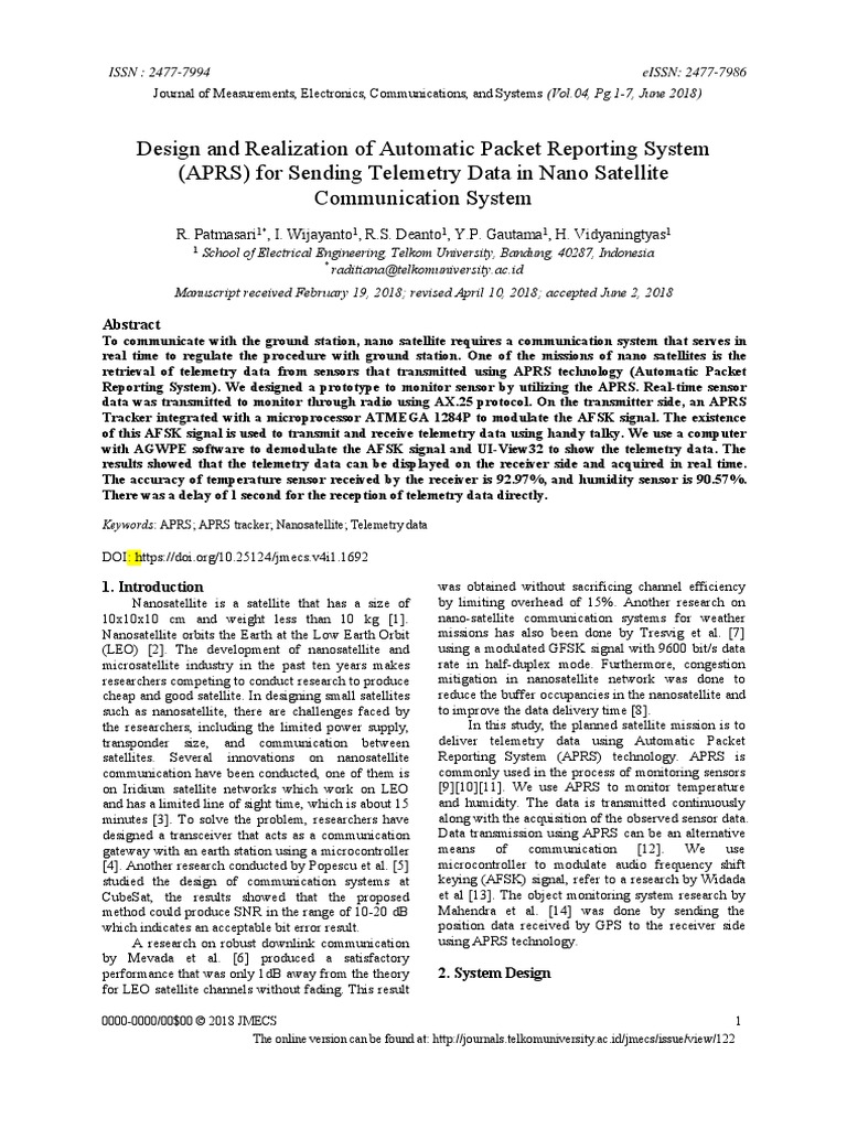 Design and Realization of Automatic Packet Reporting System (APRS) For ...