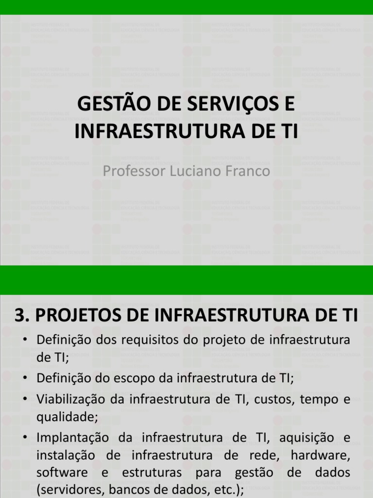 Requisitos e escopo para projetos de infraestrutura de TI | PDF ...