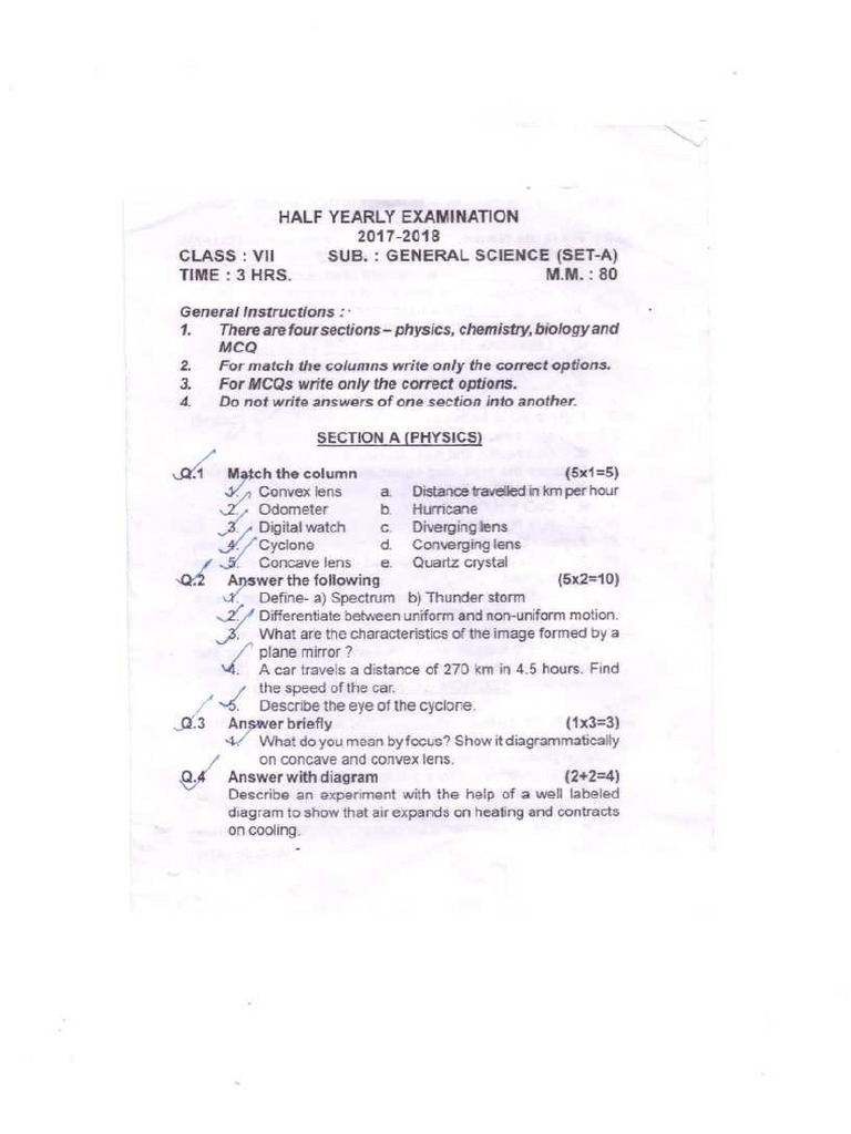 SA-1 7th Science | PDF