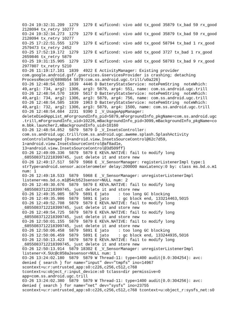 Log | PDF | Java (Programming Language) | Android (Operating System)