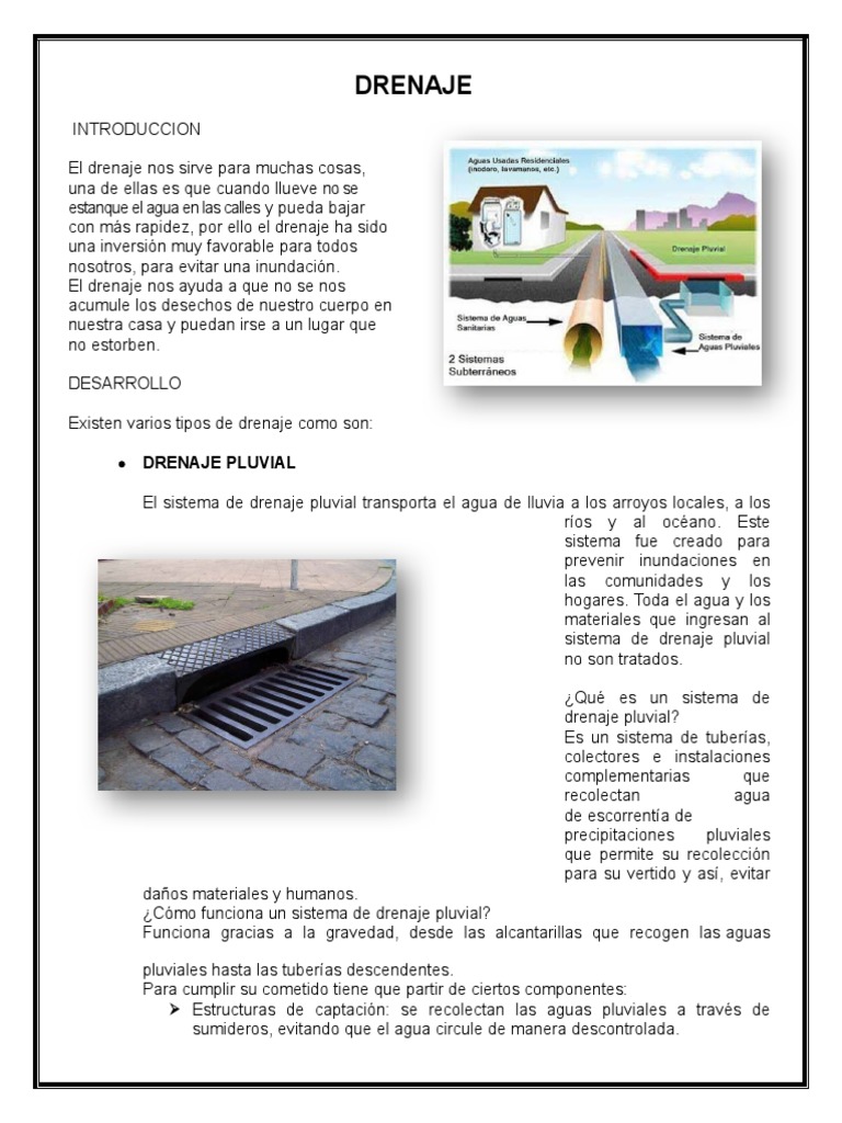 Drenaje | PDF | Alcantarillado | Drenaje