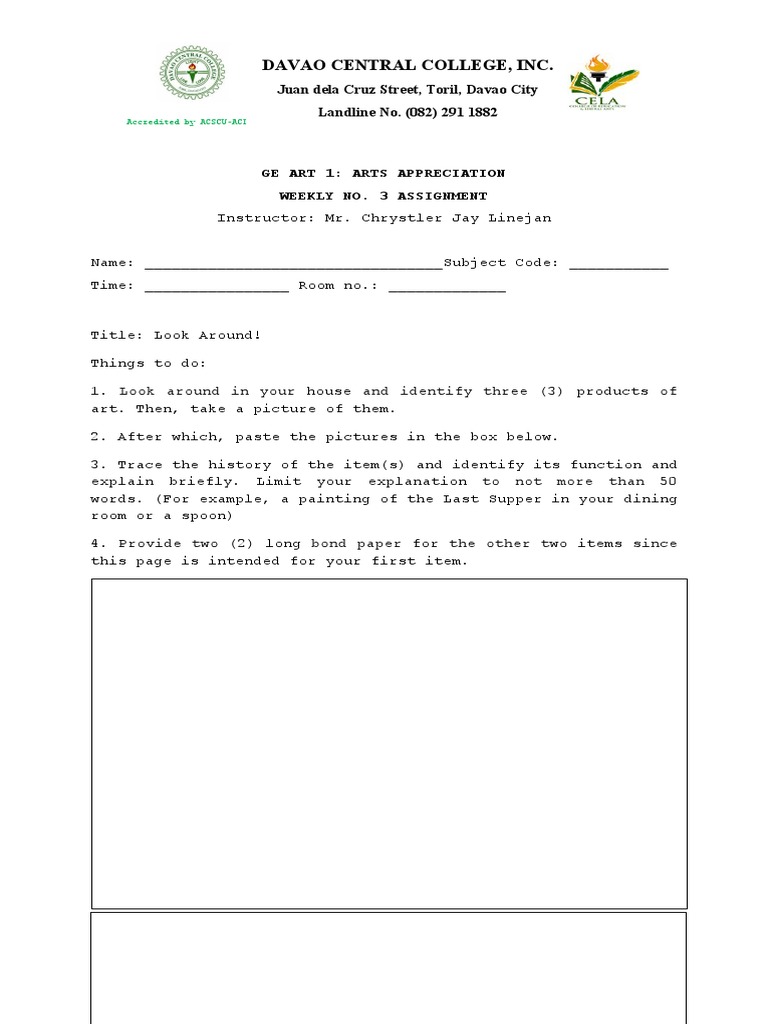 Ge Art 1 Week 3 Assignment | PDF