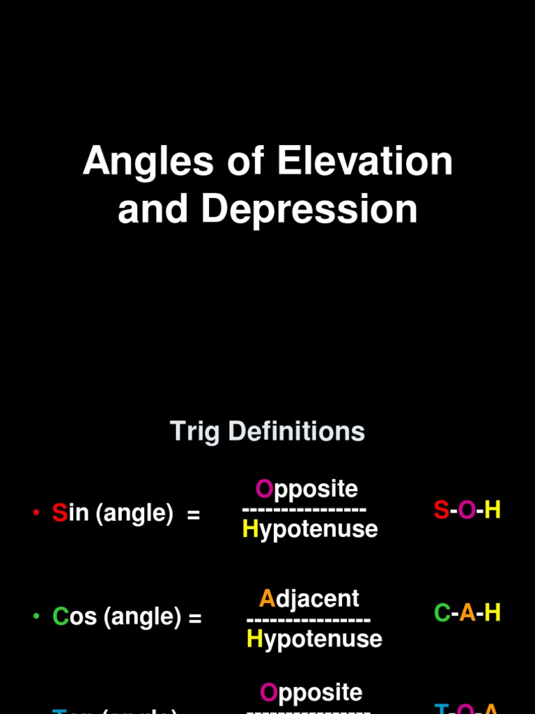 Solving Problems Involving Angles of Elevation and Depression Using Trigonometric Functions ...