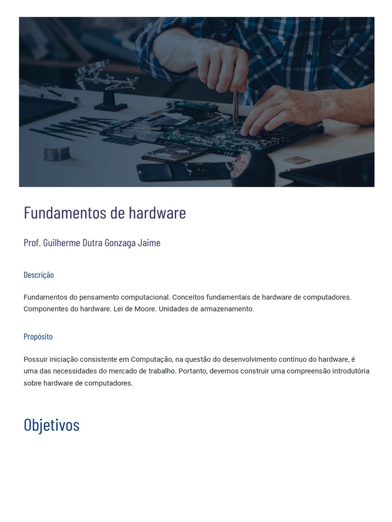 Fundamentos De Hardware Pdf Memória De Acesso Aleatório Ram