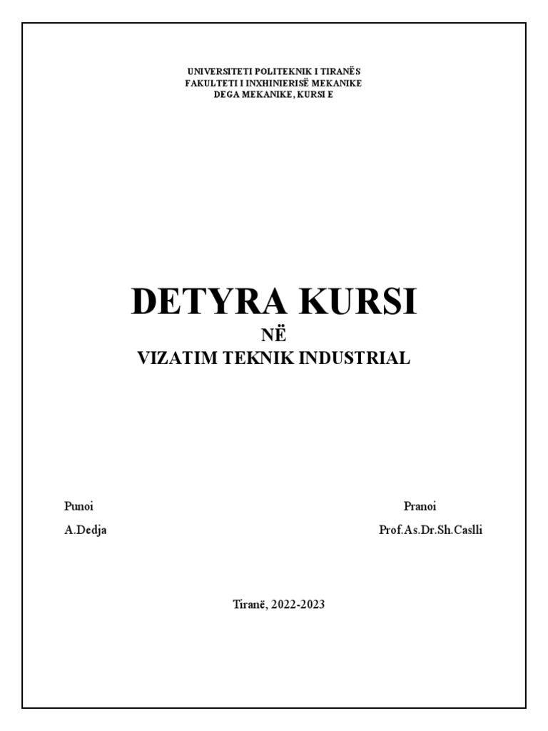 Detyra Kursi: NË Vizatim Teknik Industrial | PDF