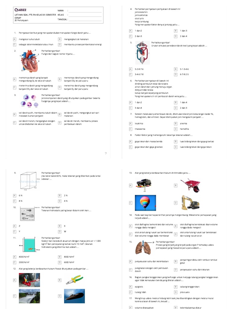 LATIHAN SOAL PTS IPA KELAS VIII SEMESTER GENAP 2hlm | PDF
