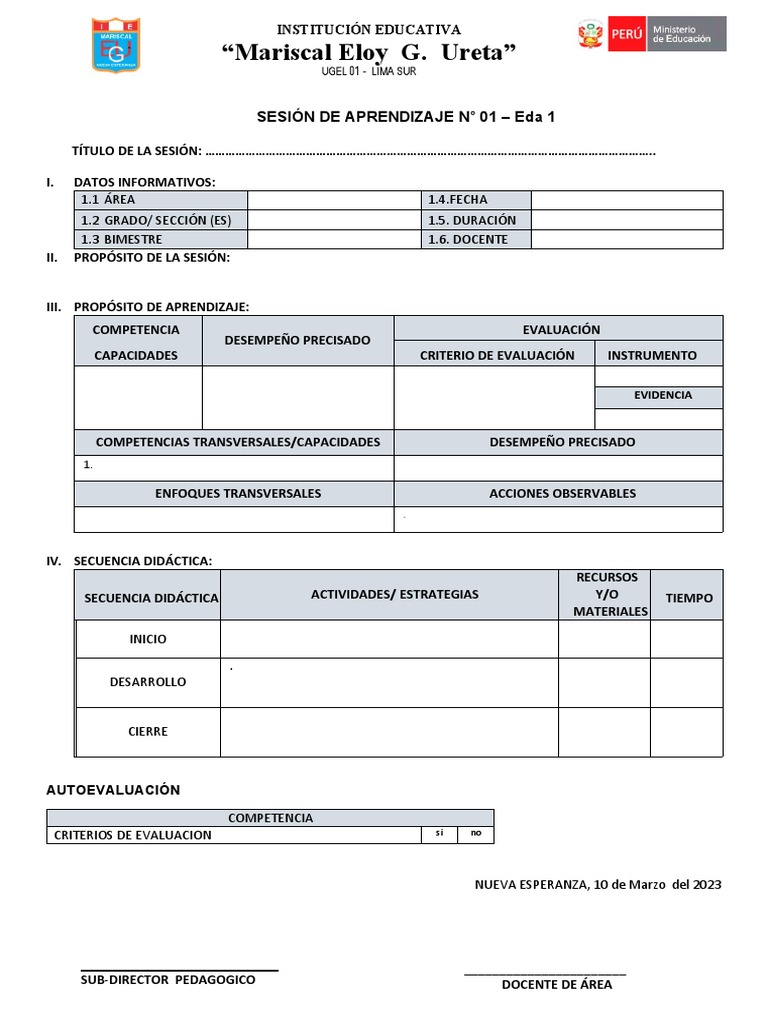 Formato de Sesion de Aprendizaje | PDF