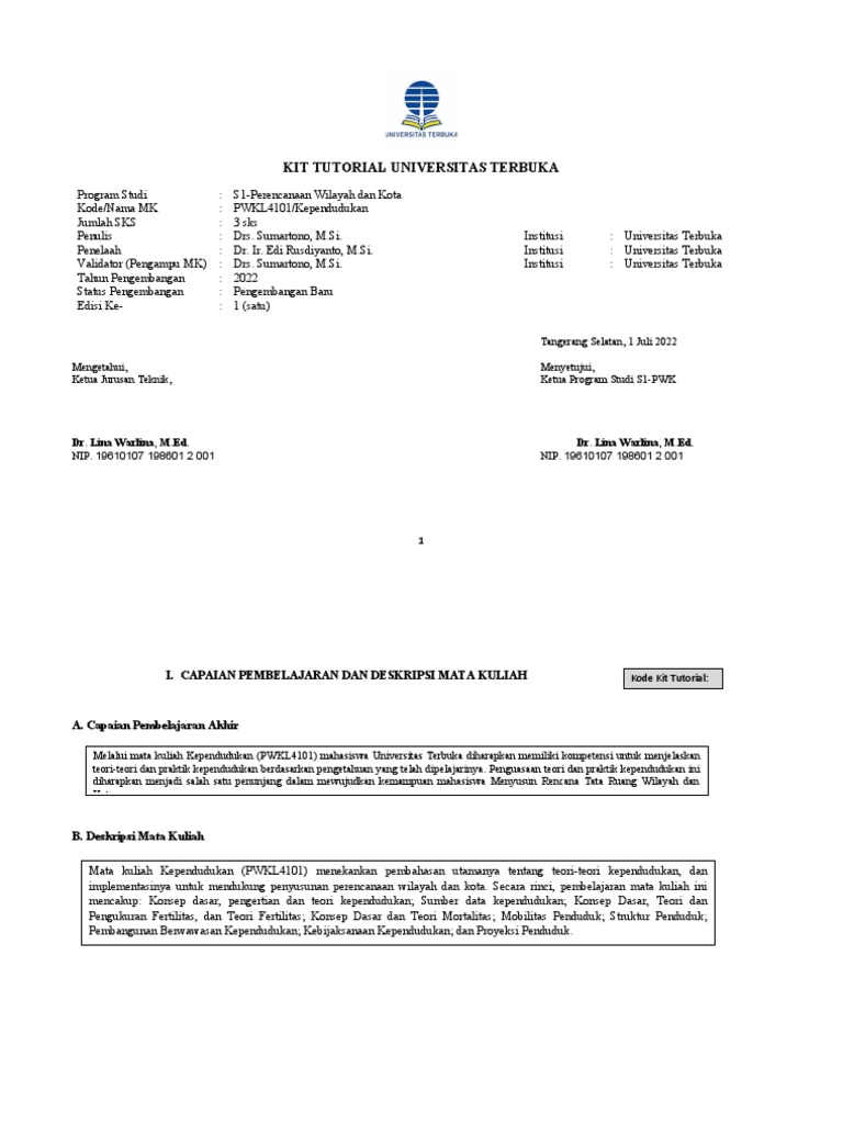 Kit - Tutorial - MK - Kependudukan - Edisi 2022.2 - (RAT Dan SAT) | PDF