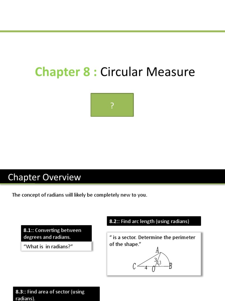 Circular Measure | PDF | Circle | Angle