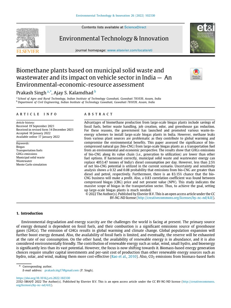 Biomethane Plants Based On Municipal Solid Waste | PDF | Biogas ...