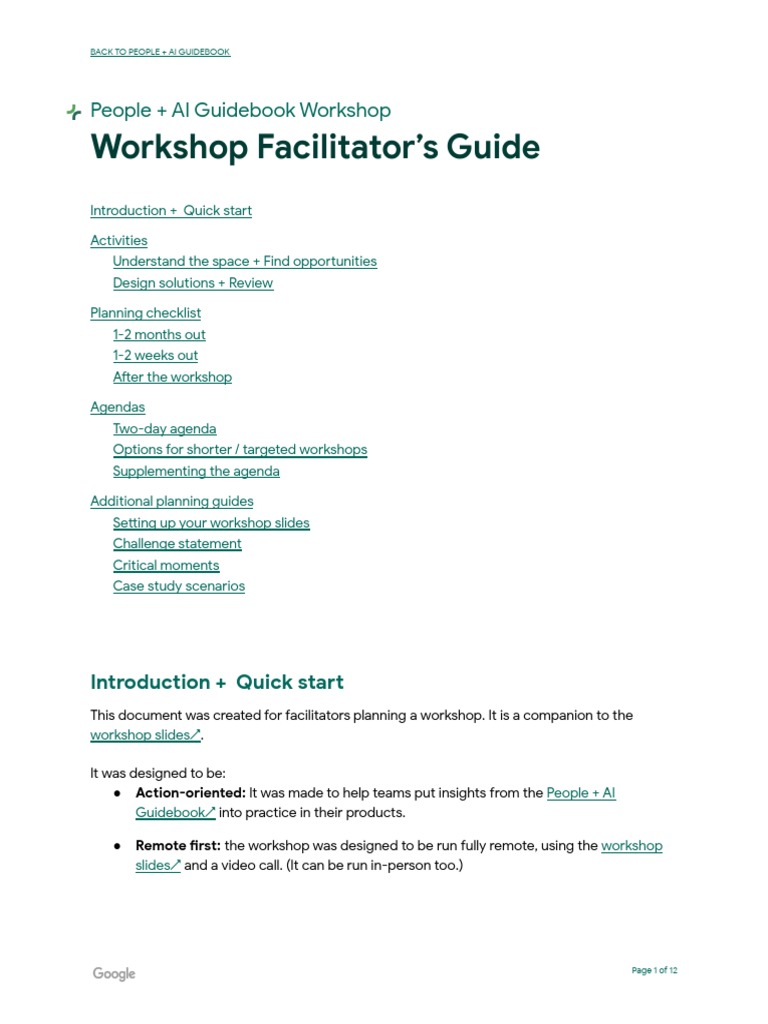 Guidebook Workshop Facilitator Guide | PDF | Artificial Intelligence ...