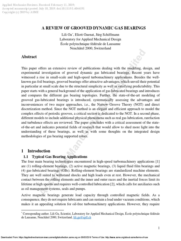 Accepted Manuscript Not Copyedited: A Review of Grooved Dynamic Gas ...