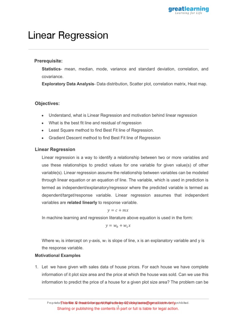 Additional Material - Linear Regression | PDF | Coefficient Of ...