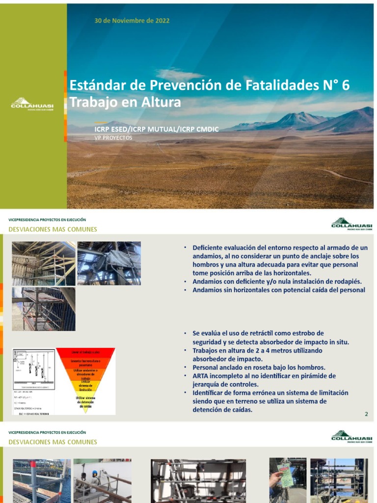 Estándar de Prevención de Fatalidades #6 Trabajo en Altura | PDF