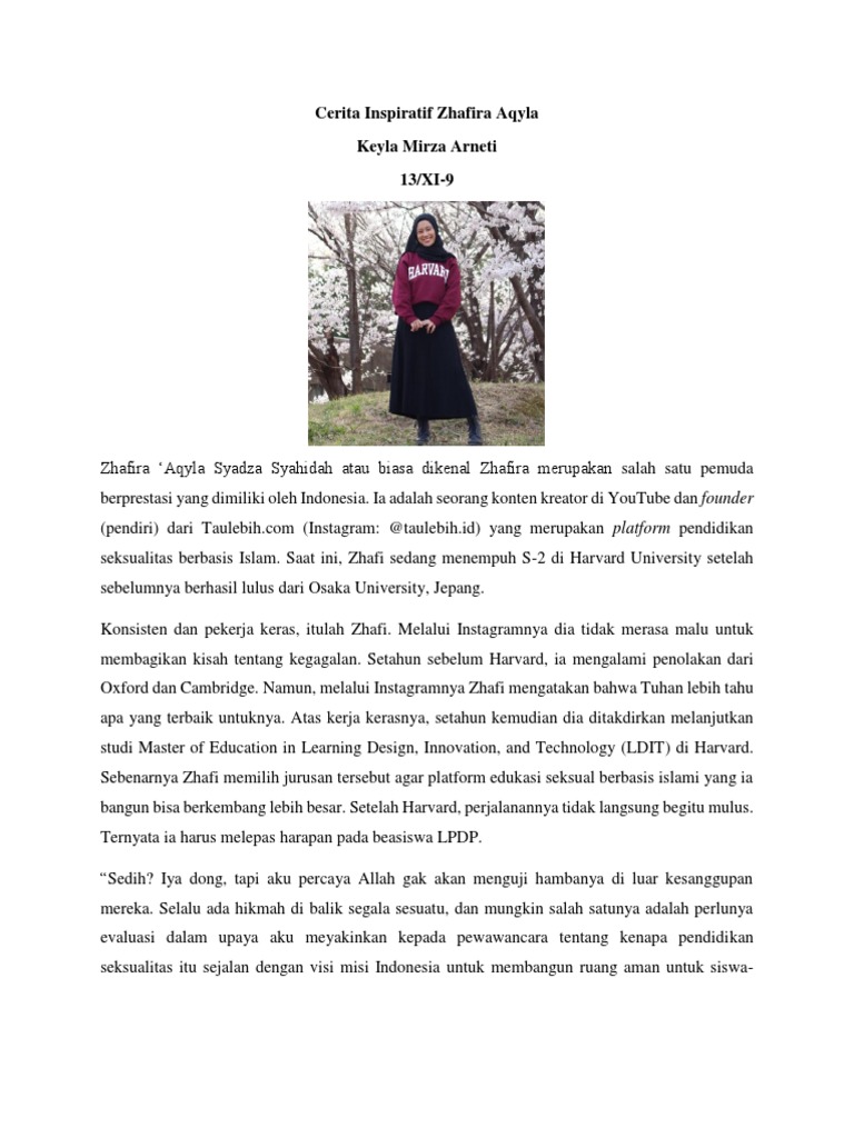 Cerita Inspiratif Zhafira Aqyla | PDF