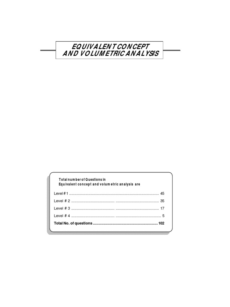 01 Equivalent Concept and Volumentric Analysis (Exercise 1 - 4) Module-1 | PDF | Mole (Unit) | Acid