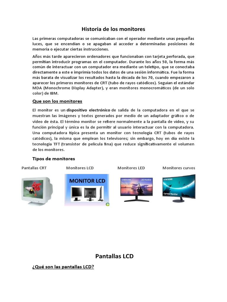 Historia y evolución de los monitores | PDF | Monitor de computadora ...