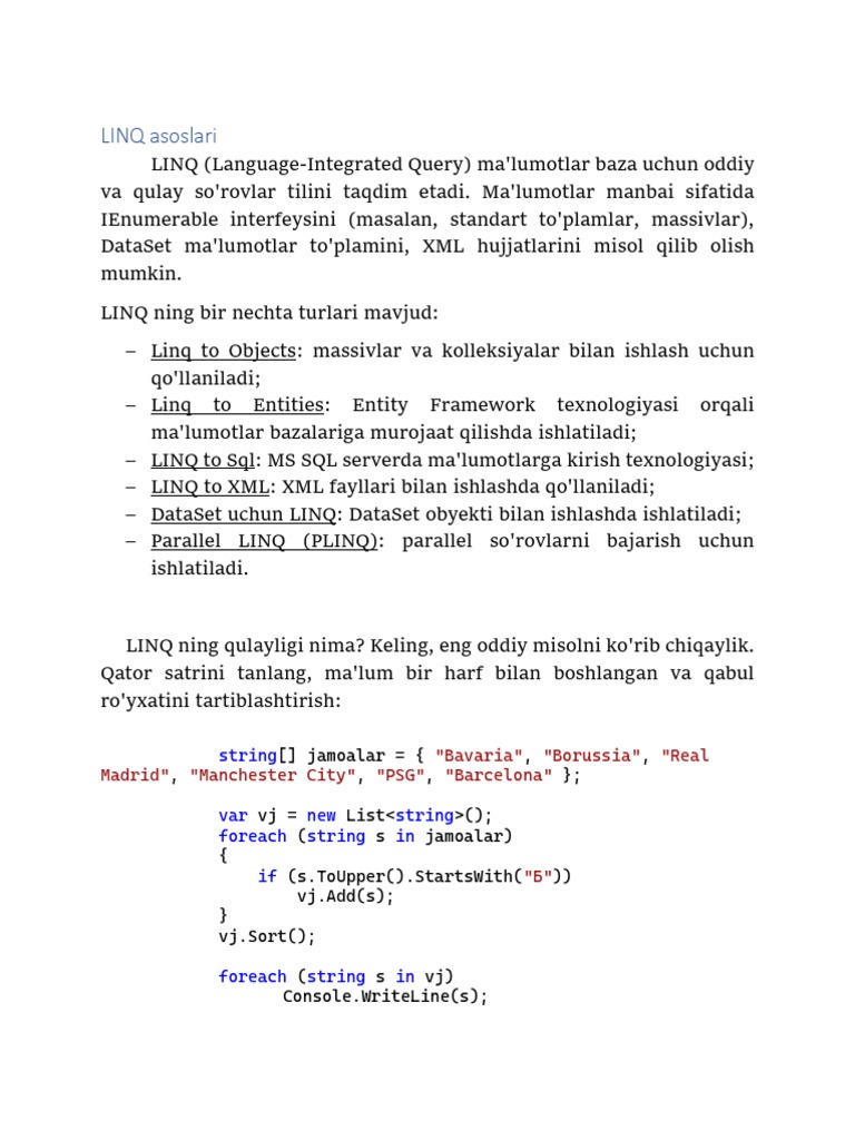 LINQ Asoslari | PDF