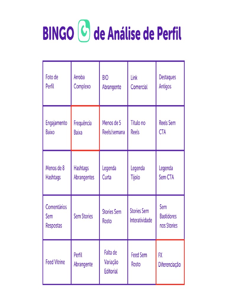 BINGO de Análise de Perfil | PDF