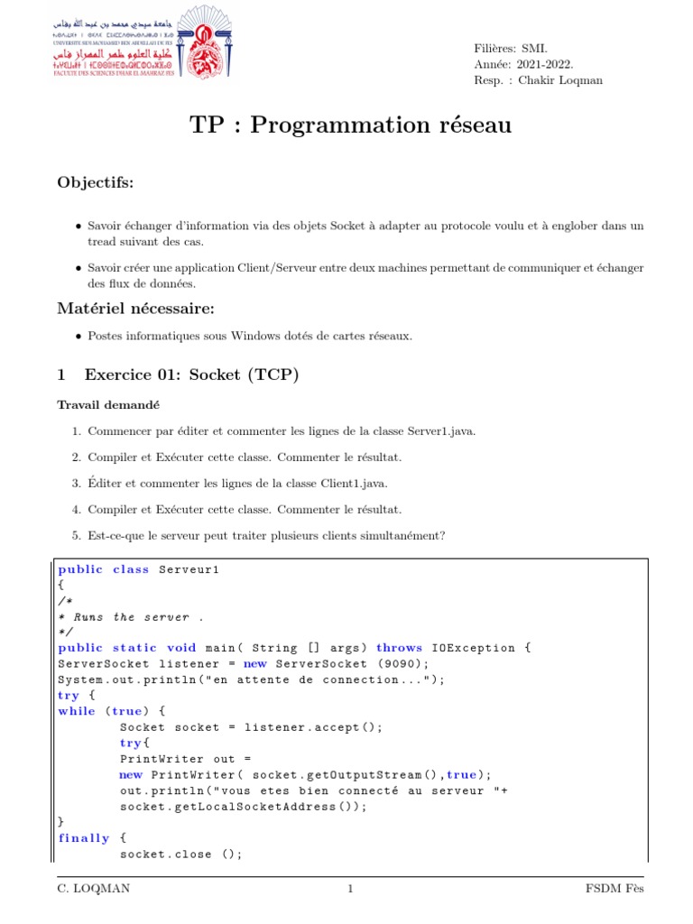 TP3 - Programmation Réseau | PDF | Taxe sur la valeur ajoutée | Transmission des données